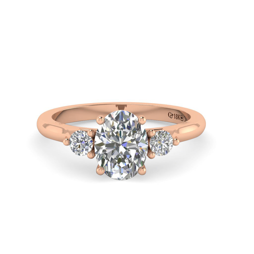 Three Stone Oval Love Note with Round Accents