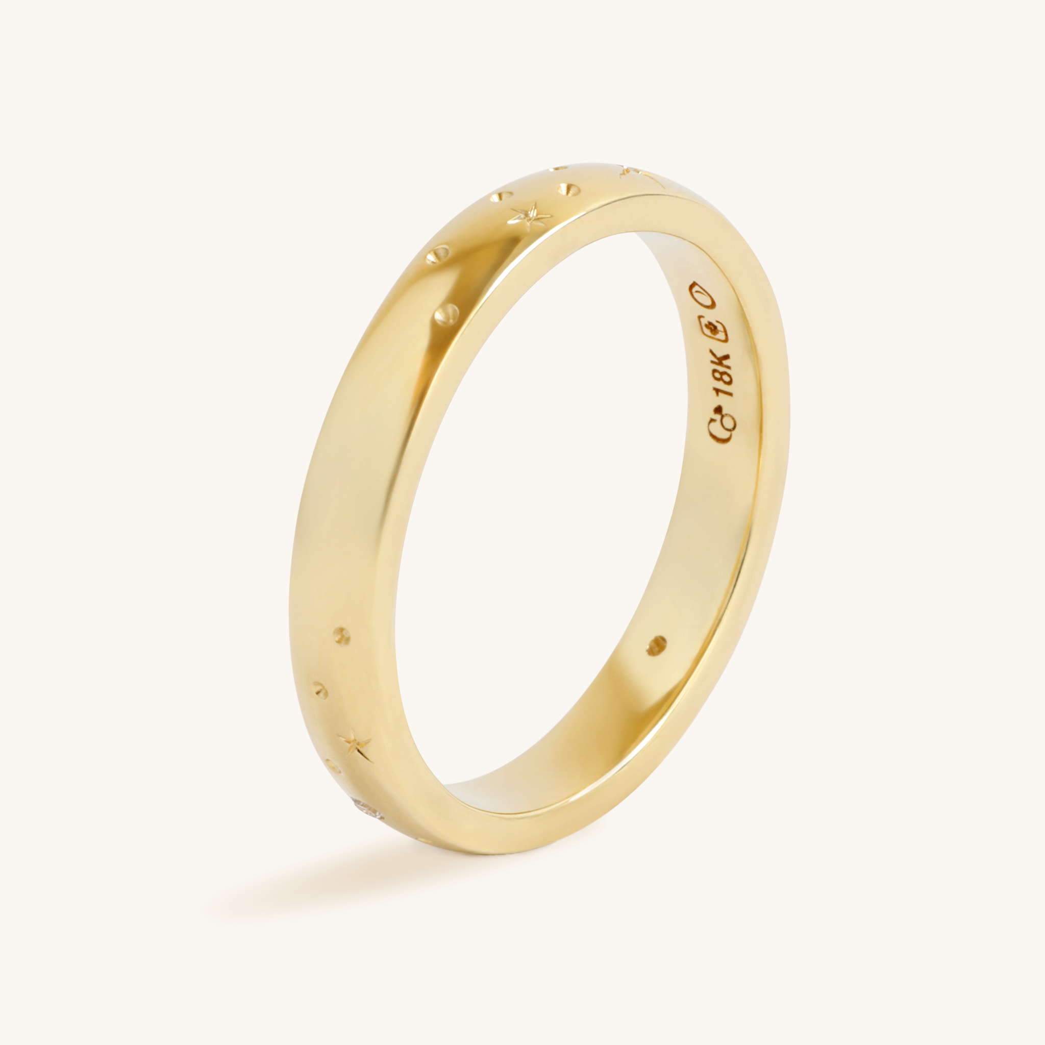 Starry Night Engraved Band in Yellow Gold