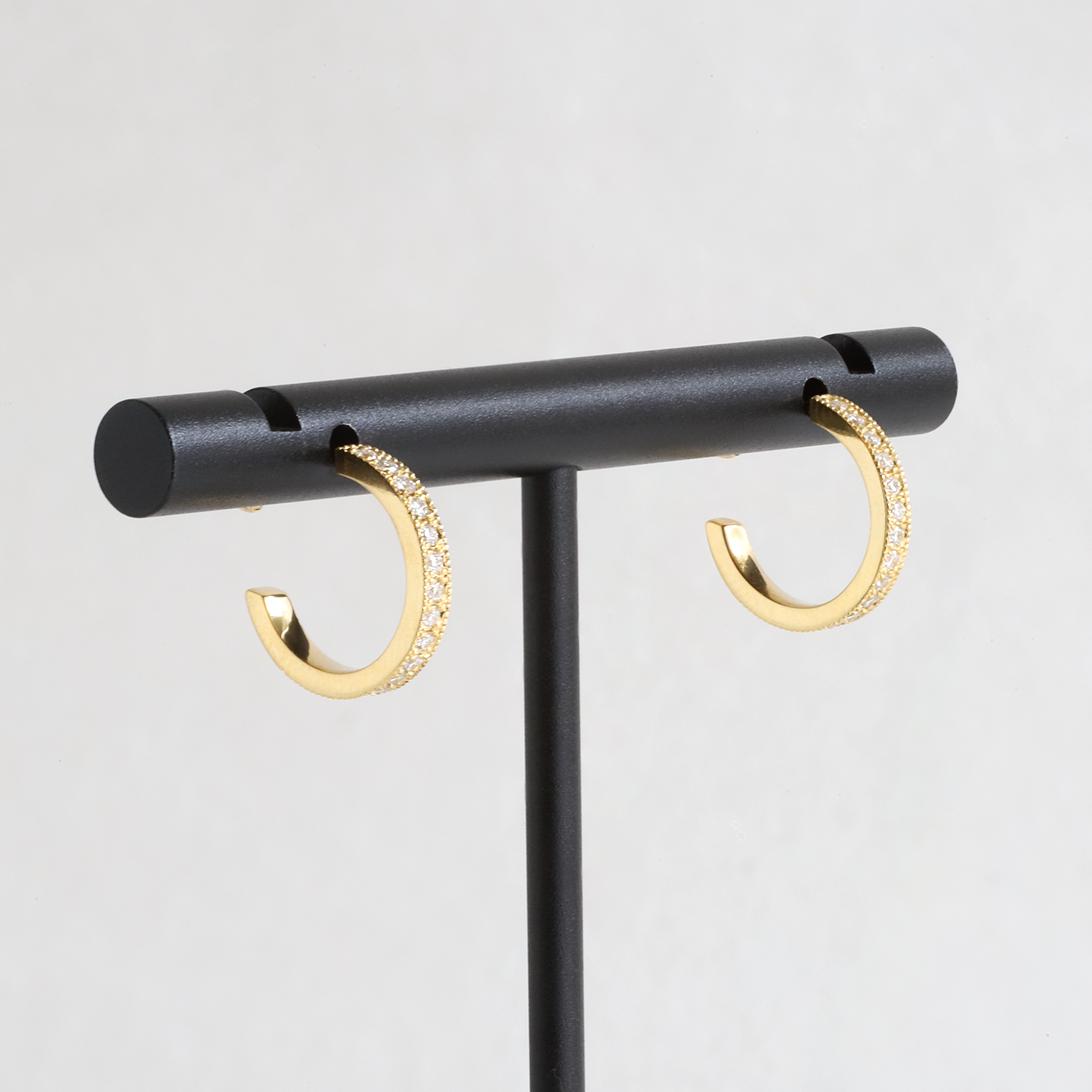Mini Diamond Hoops in Yellow Gold