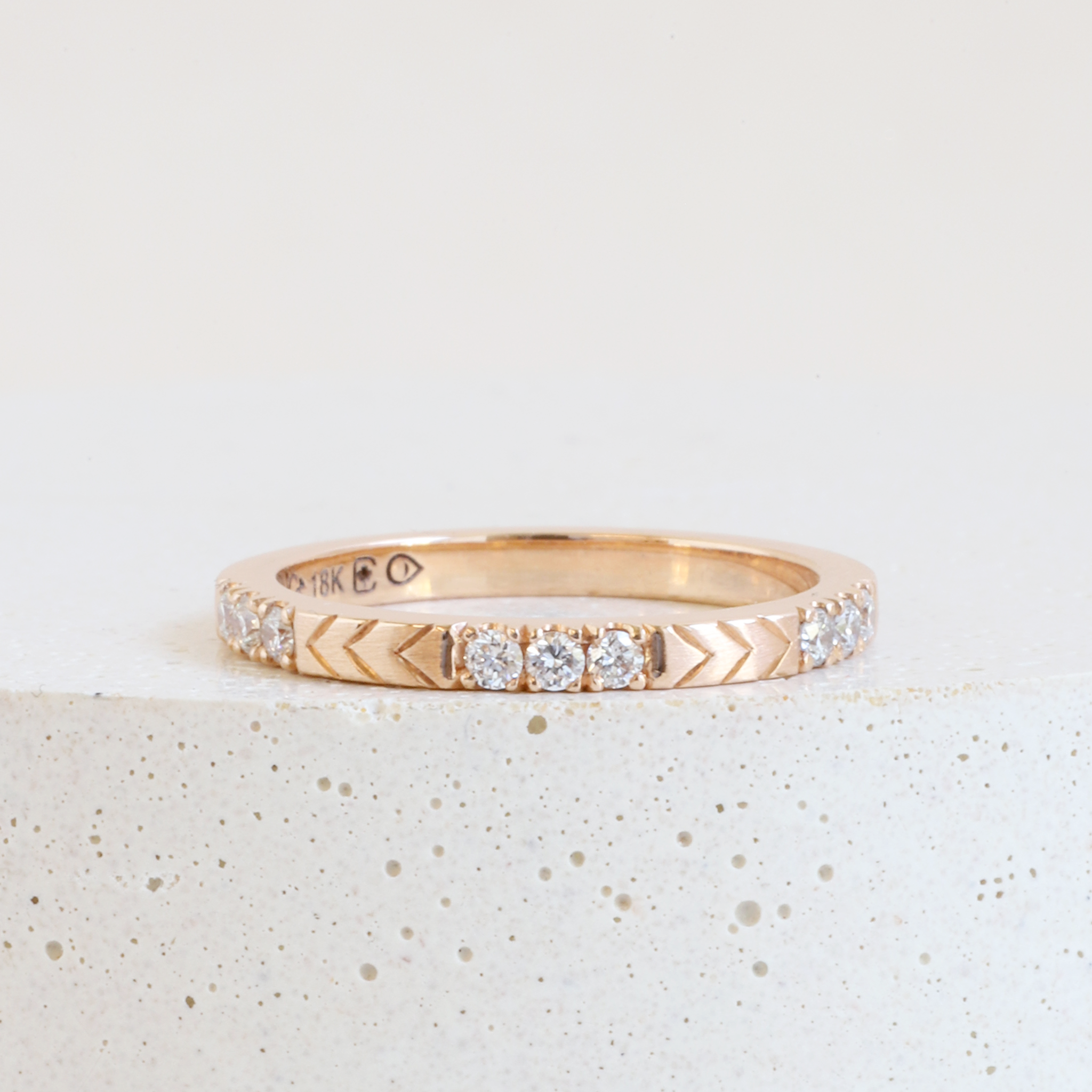 Flat Chevron Stacker in Rose Gold