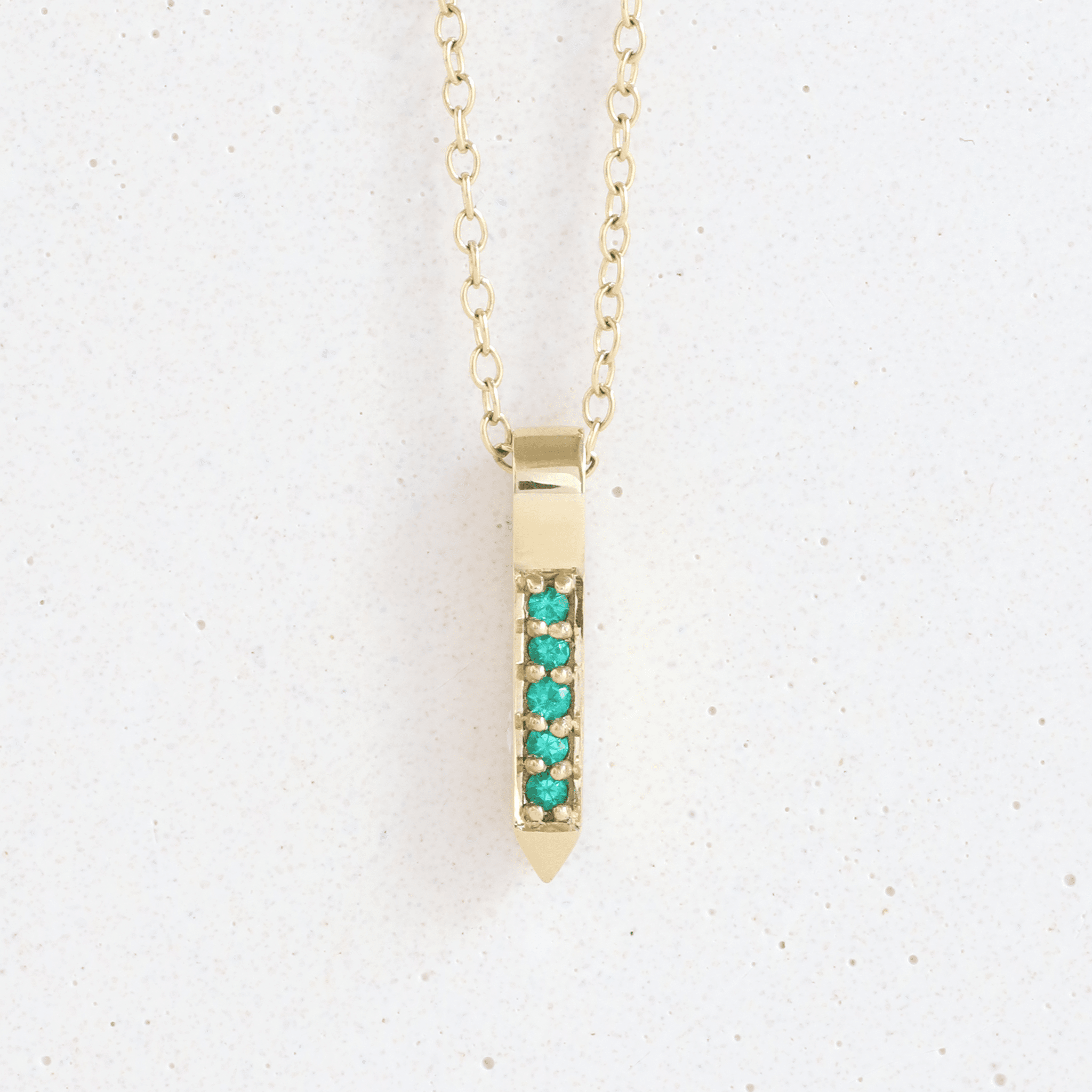 Emerald (May) Quill Pendant in Yellow Gold