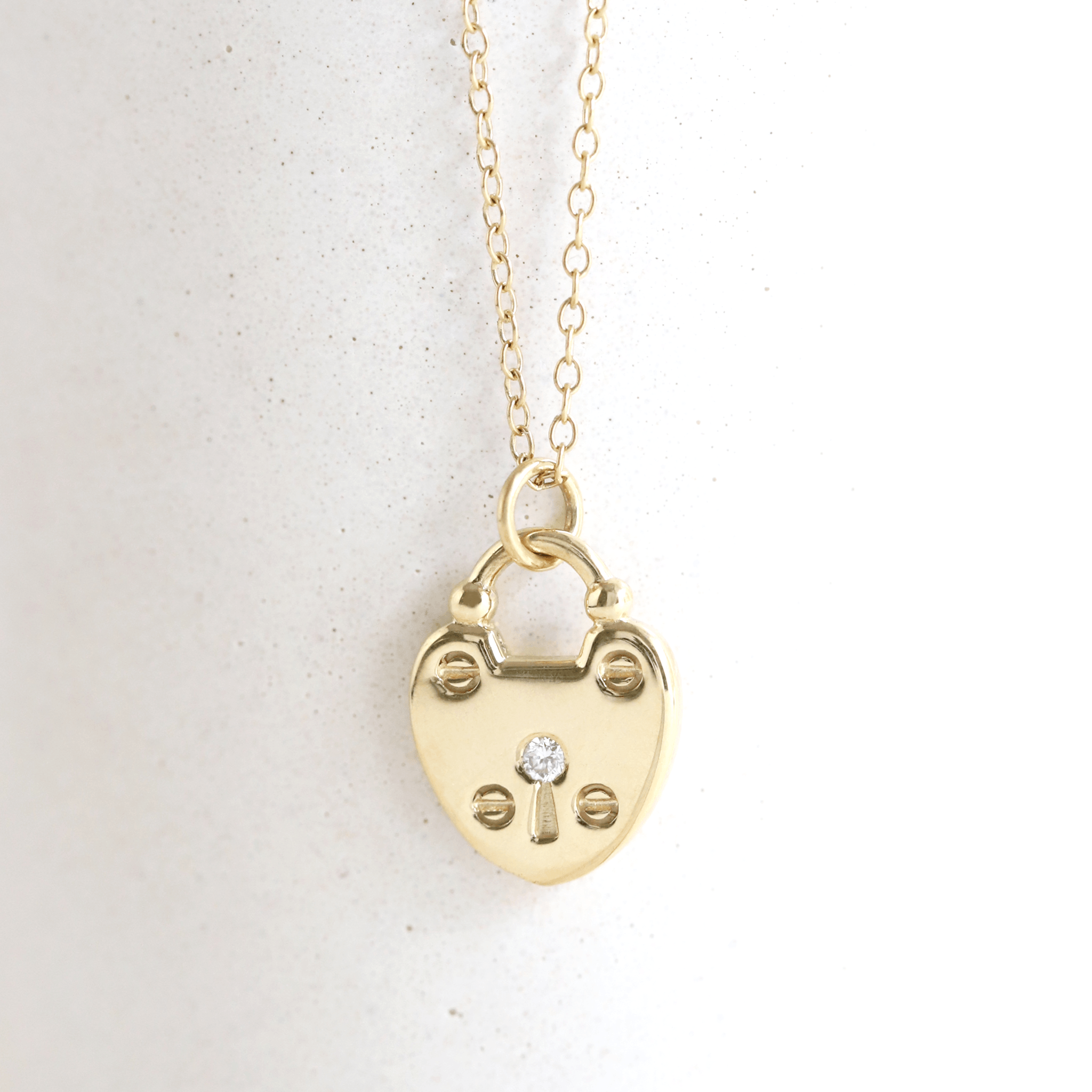 Ethical, Custom Ring-FTJCo Diamond (April) Lock Pendant in Yellow Gold ...