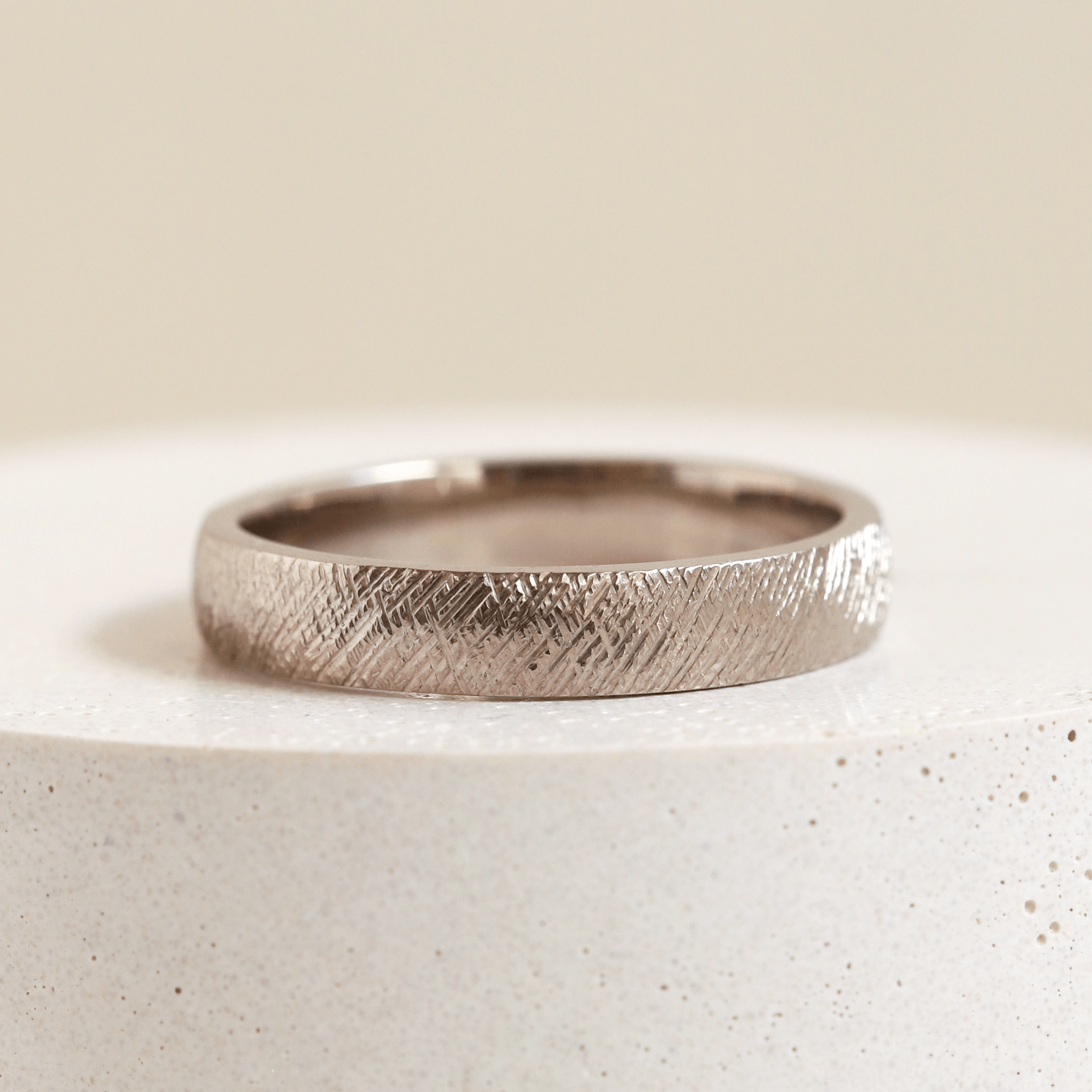 Ethical, Custom Ring-4 mm Low Dome Knurling Band in White Gold ...